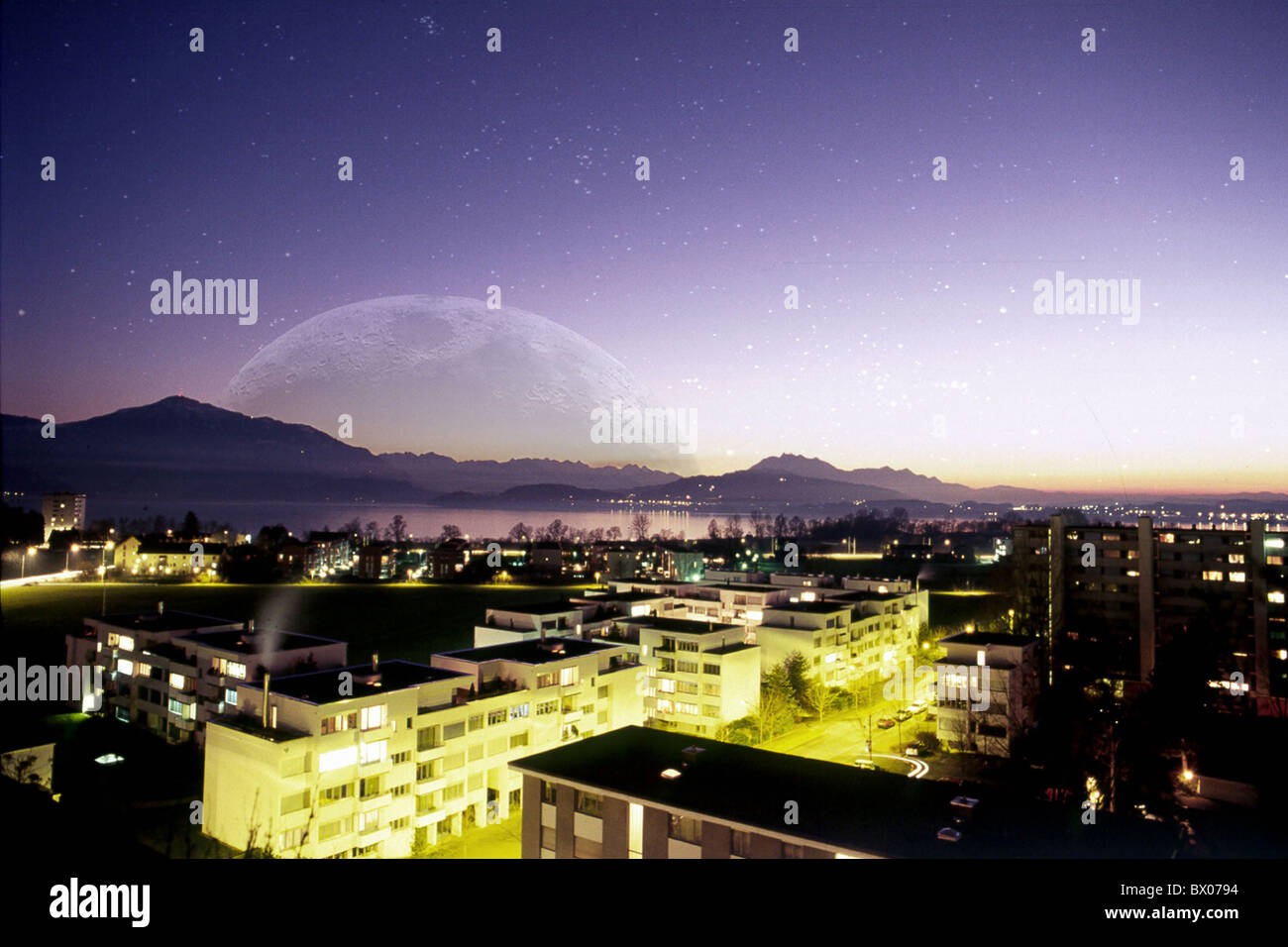 collage fantasy building construction sky moon moonrise Collage night ...