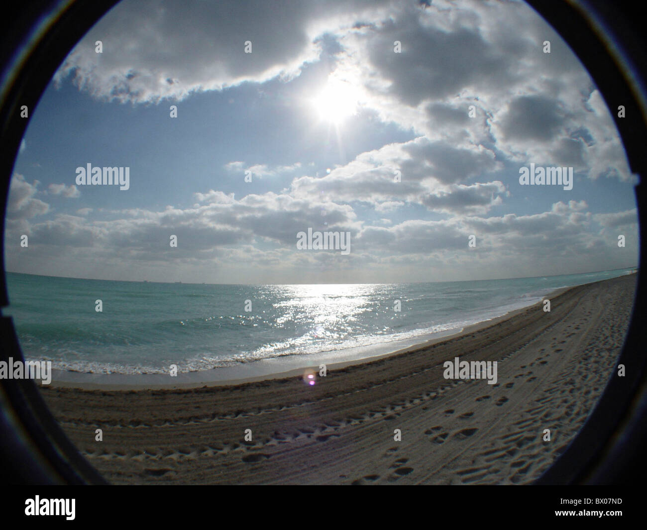 effect fish - eye Fisheye Florida coast sea Miami Beach nature sand sun ...