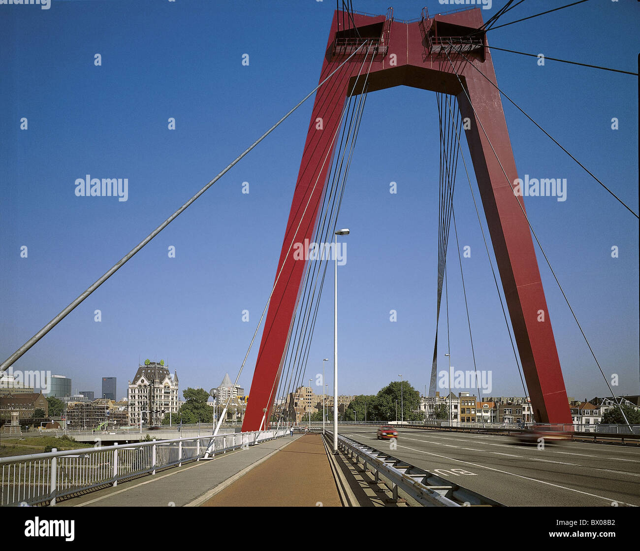 architecture bridge Holland Meuse modern Netherlands Rotterdam sloping ...