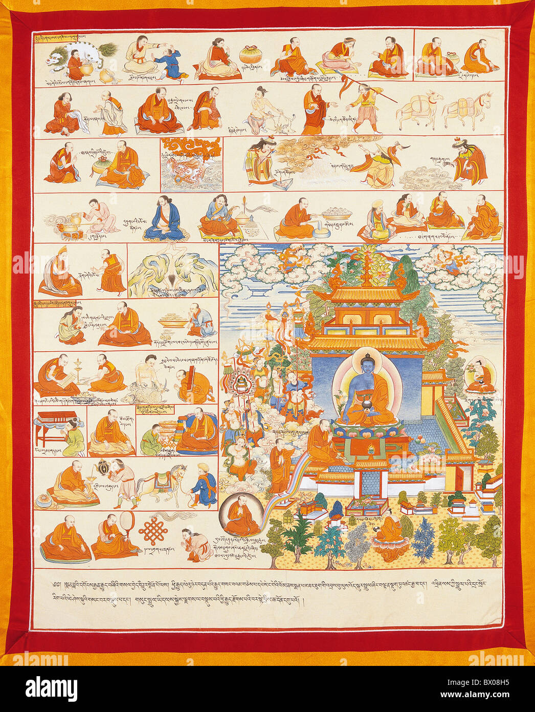 Exquisite Tangka depicting traditional Tibetan medicine, Tibet, China ...