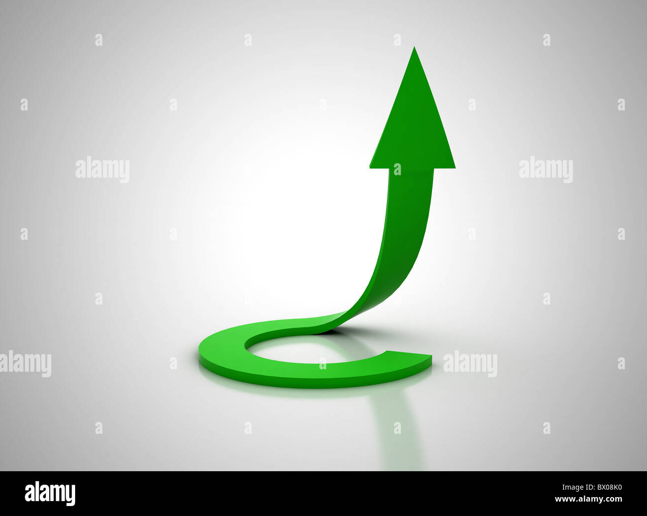 Spiral green arrow going up 3d illustration Stock Photo - Alamy