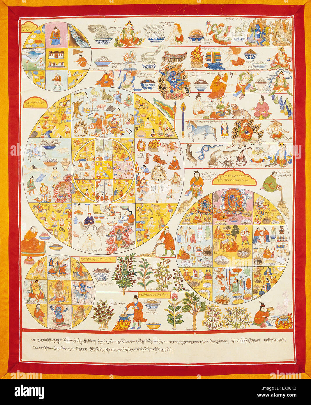 Exquisite Tangka depicting traditional Tibetan medicine, Tibet, China ...