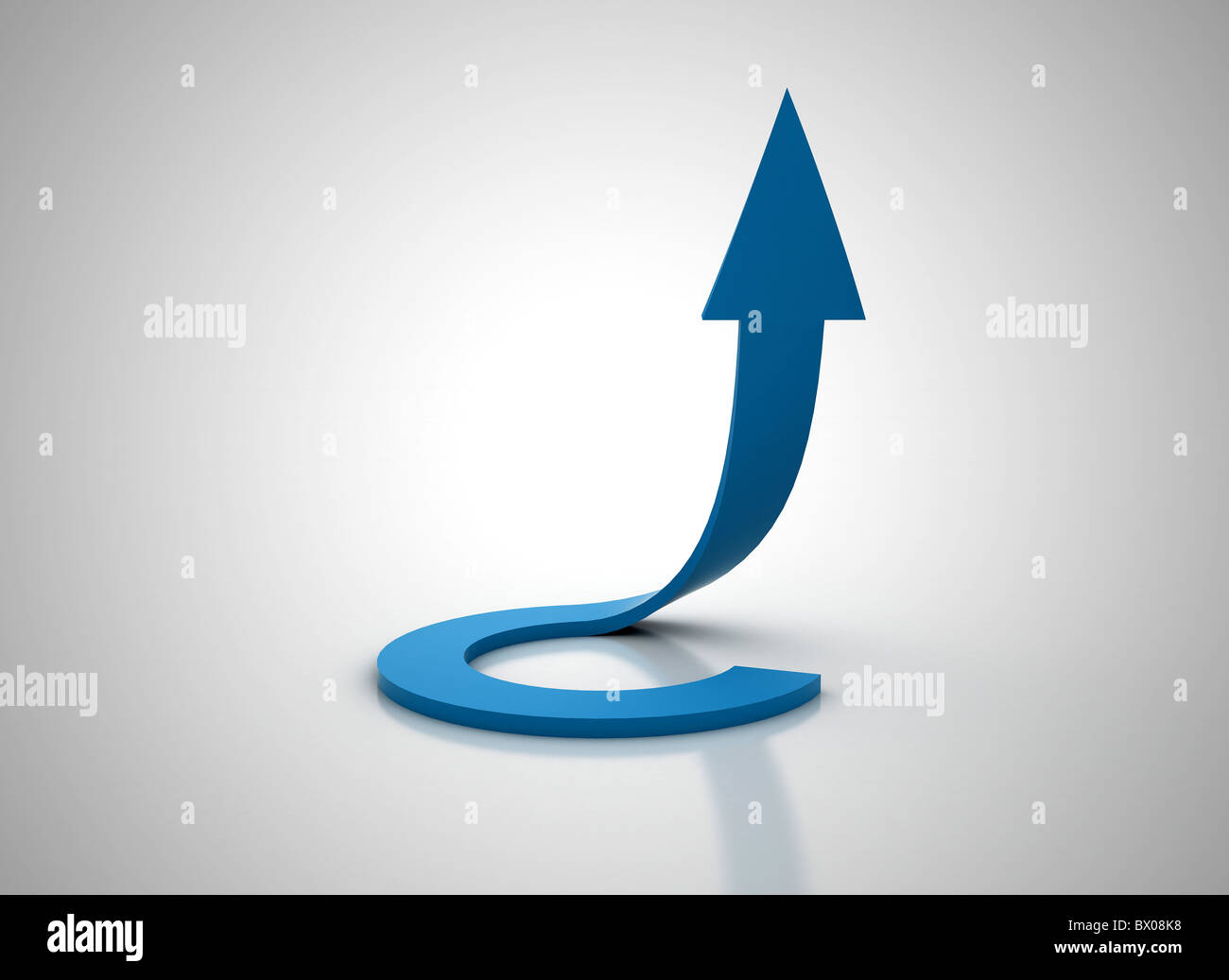 Spiral blue arrow going up 3d illustration Stock Photo - Alamy