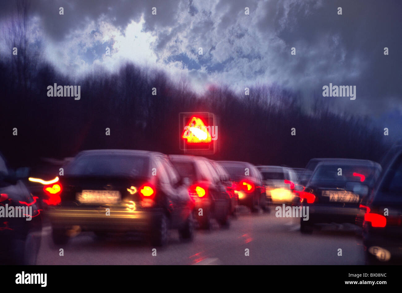 car automobile highway Germany Europe nature rain rain weather bad ...