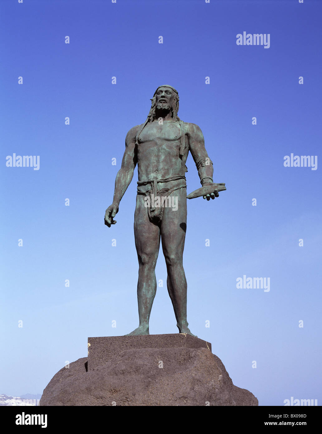 bronze sculpture Candelaria monument figure Guanchen Guanchenhauptling ...