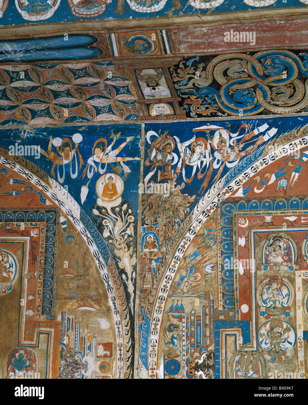 Exquisite wall painting of flying apsaras, Dongga Former Site, Nagri ...