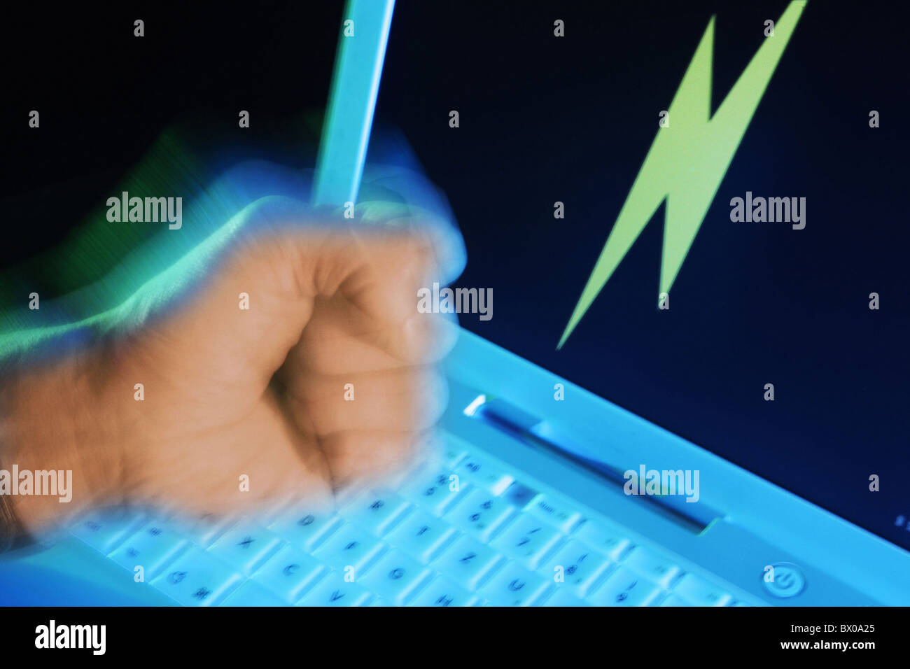 user flash computer crash EDP Error hand laptop man notebook breakdown ...