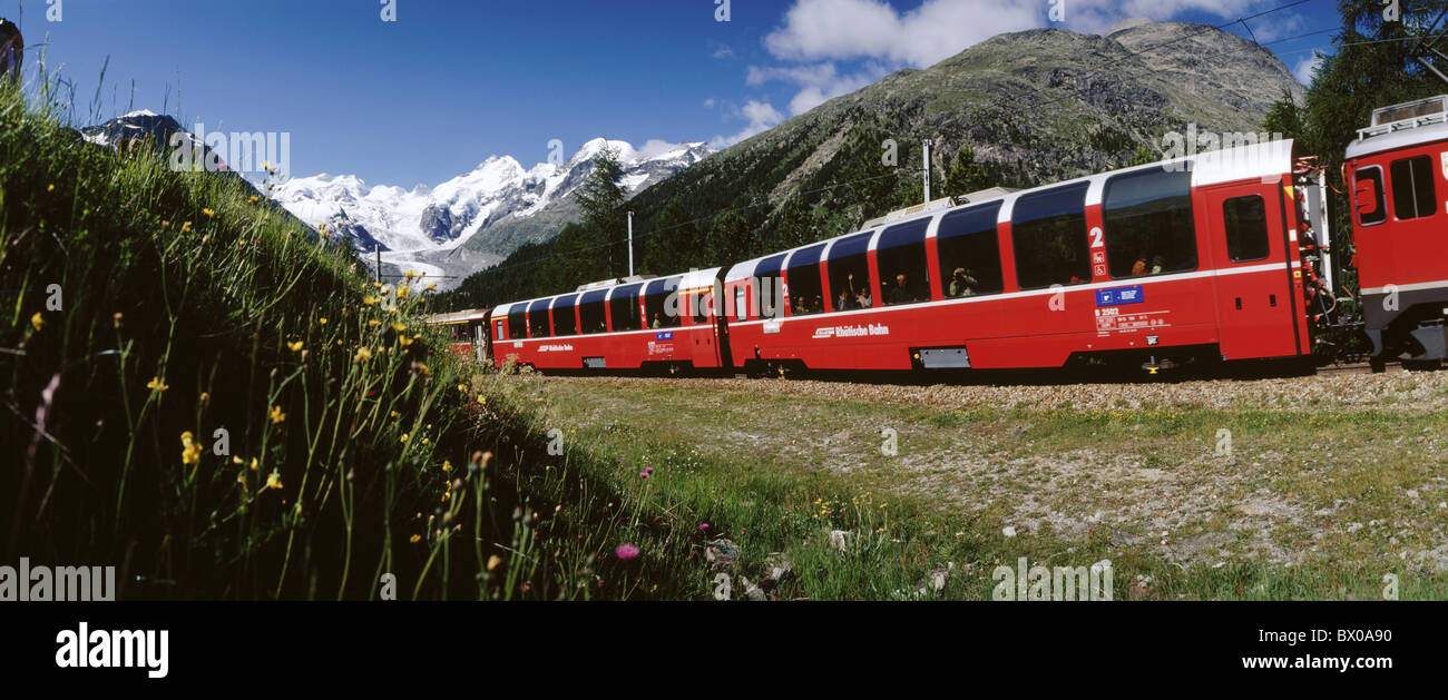 railway Glacier express train Graubunden Grisons panorama panoramic car ...