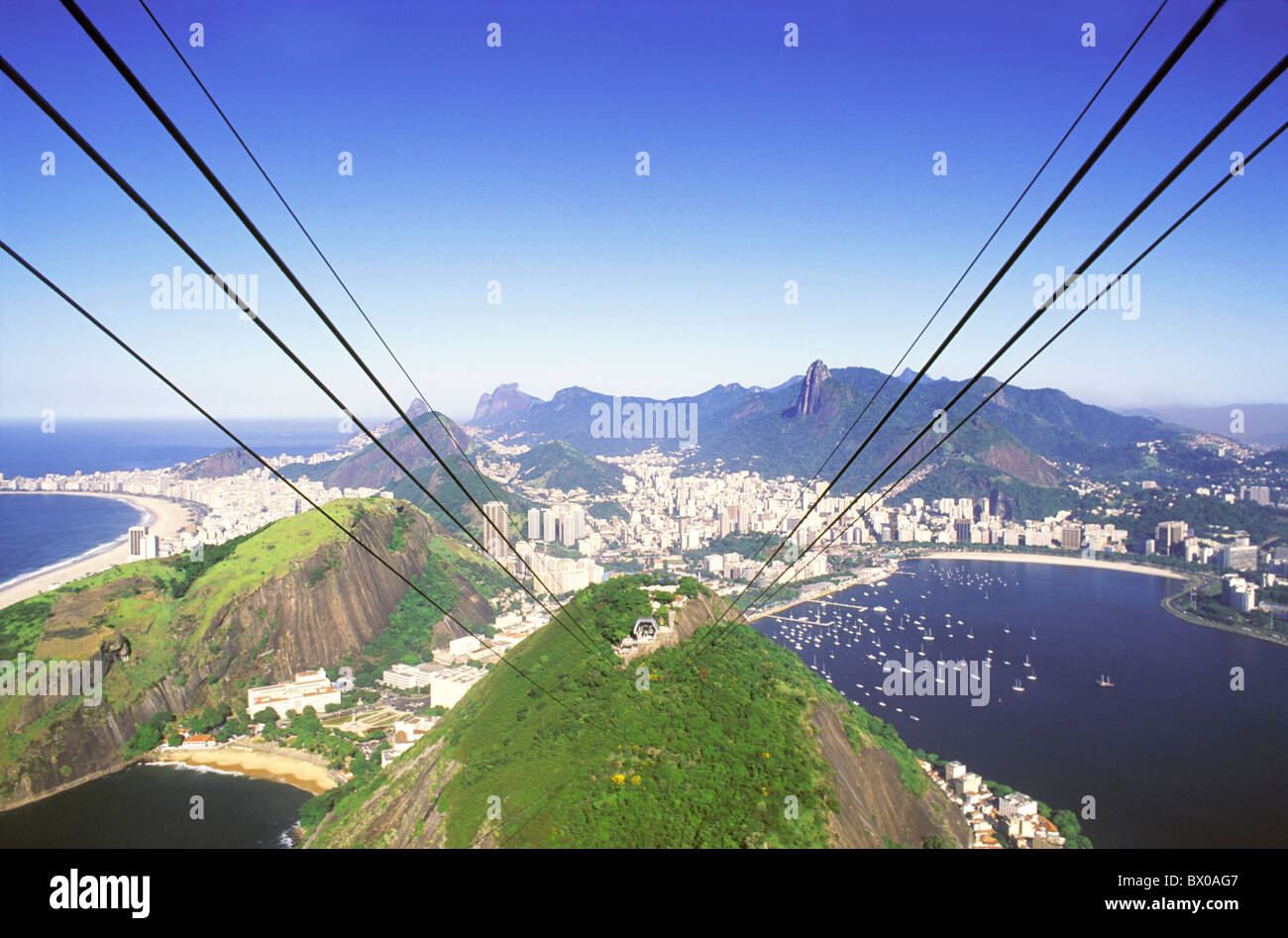 Botafogo Bay Brazil South America bay Copacabana coast scenery aerial ...
