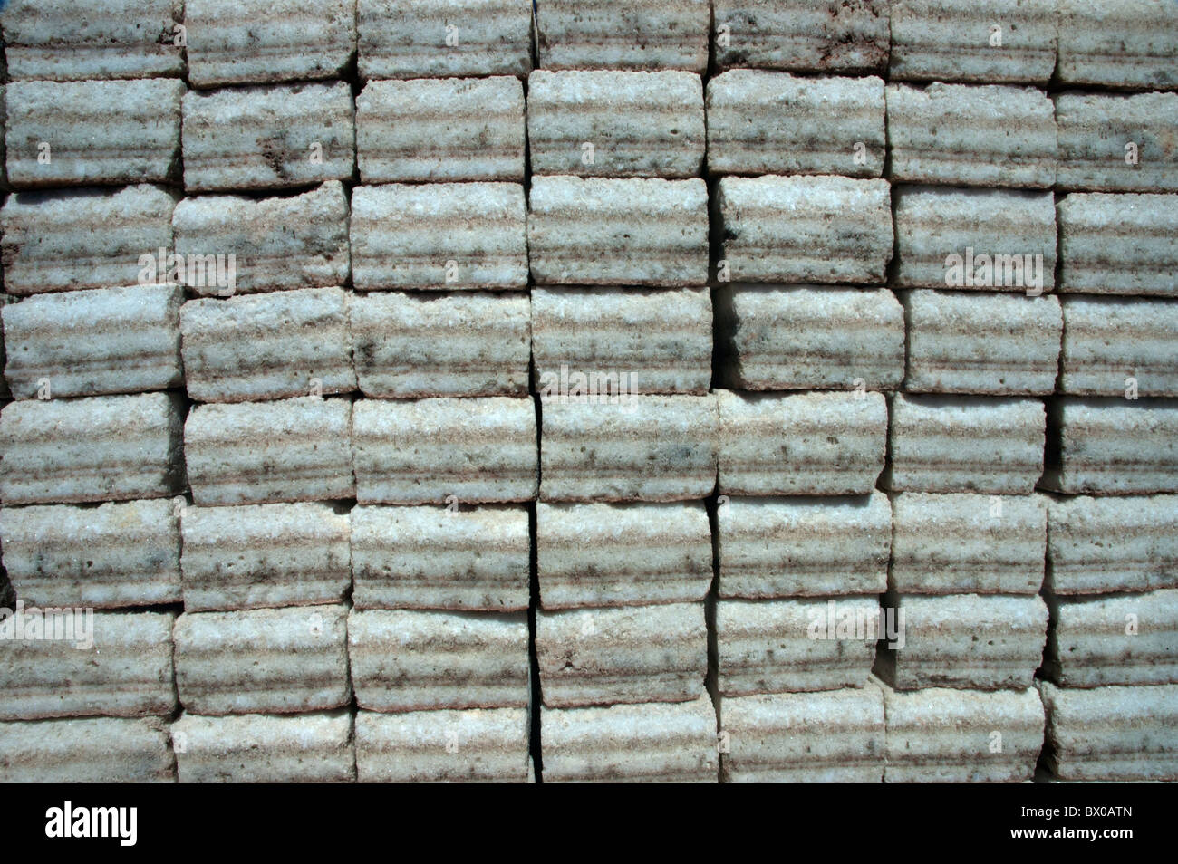 Building blocks cut from thick salt lake, Colchani, Salar de Uyuni salt ...