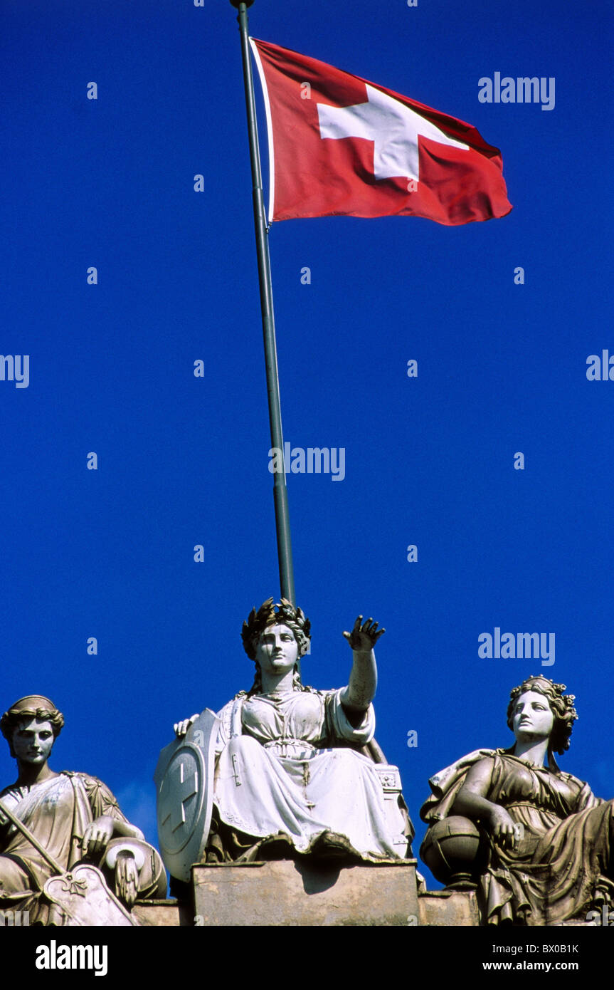 detail central station Helvetia Switzerland Europe Swiss flag ...