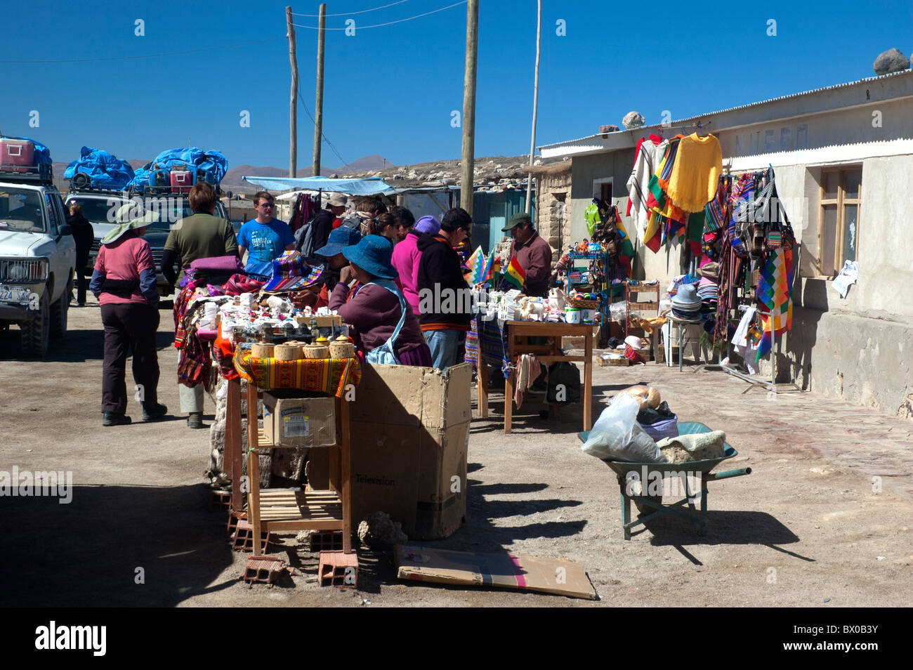 Stalls selling items made from salt, for sale to tourists in the ...