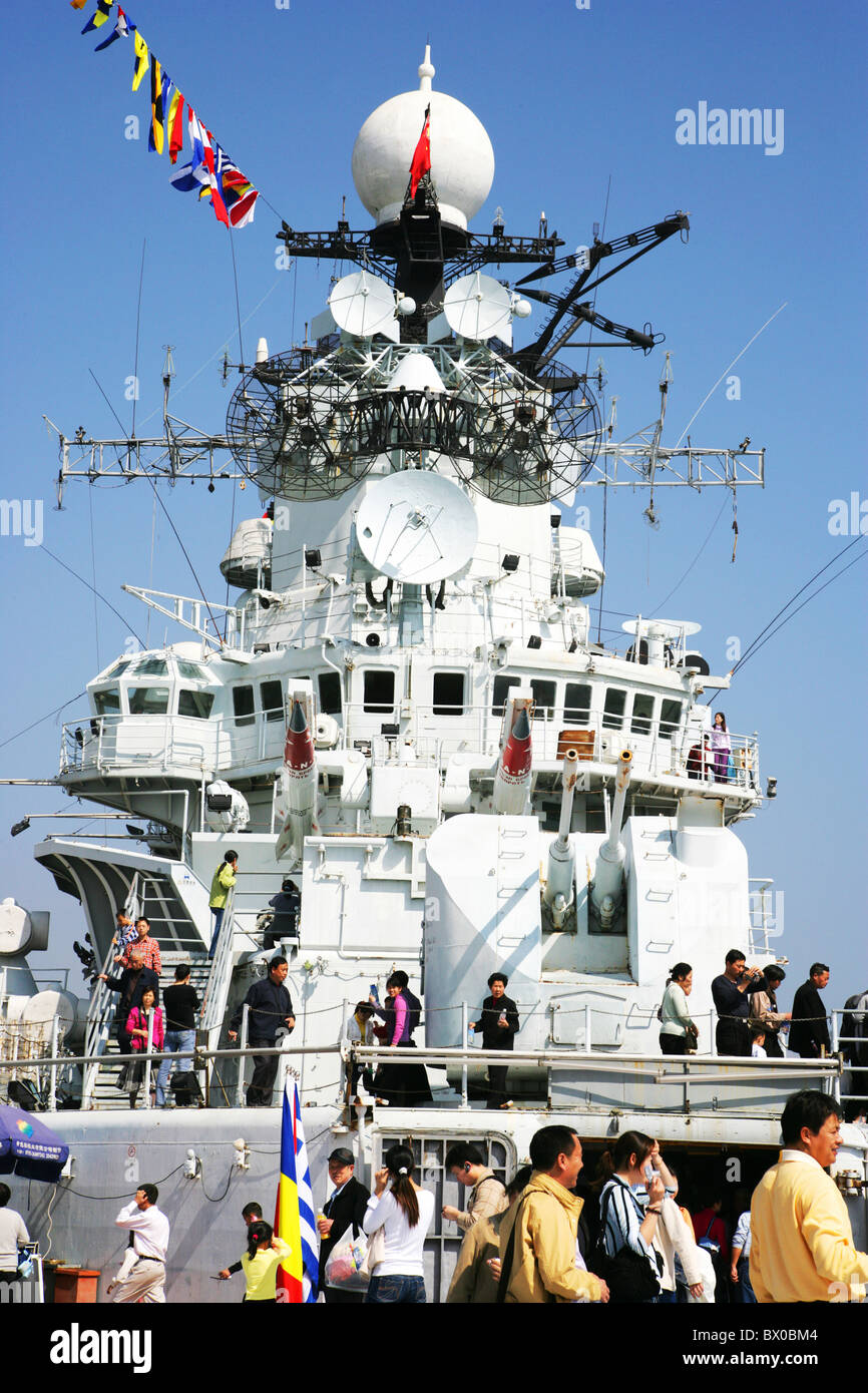 Superstructure and antennae on aircraft carrier, Citic Minsk World ...