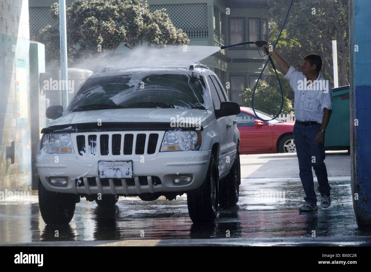 outside car automobile washing autowashing jeep man care maintenance ...