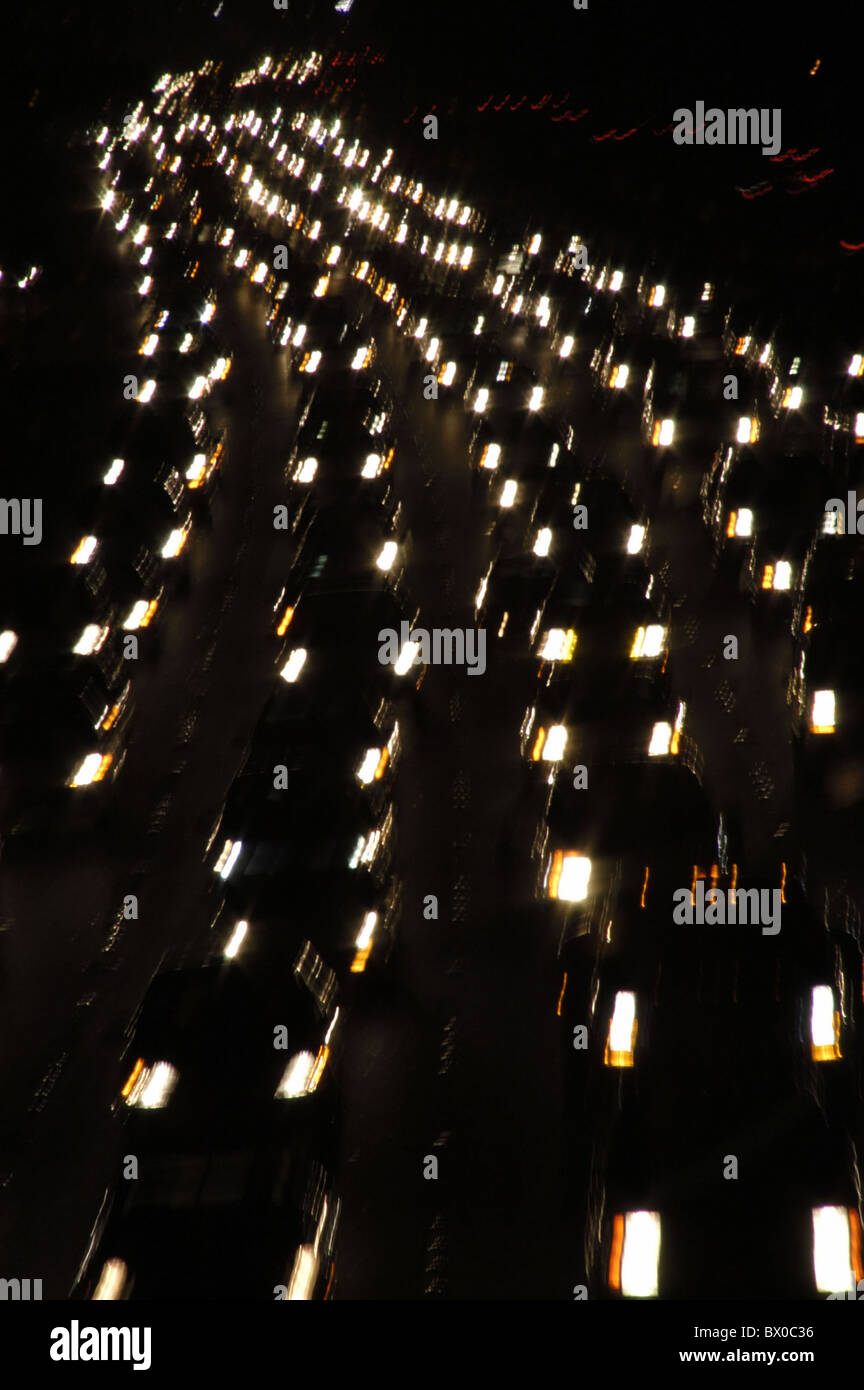car automobile highway Freeway lights air pollution night at night ...