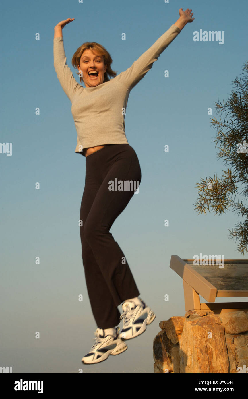 action outside dynamism woman joy sky laughter laugh joy of life wall ...