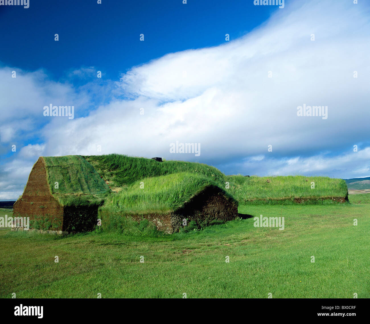 excavation roof grass roof house home Iceland culture long house saga ...