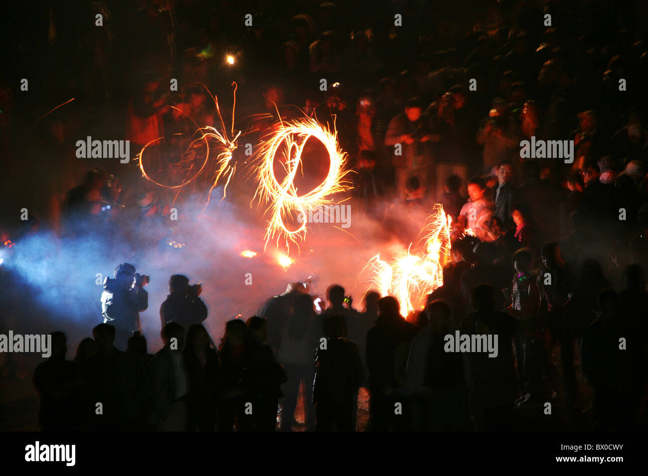 Chinese people lighting fireworks during Spring Festival, Hong Kong ...