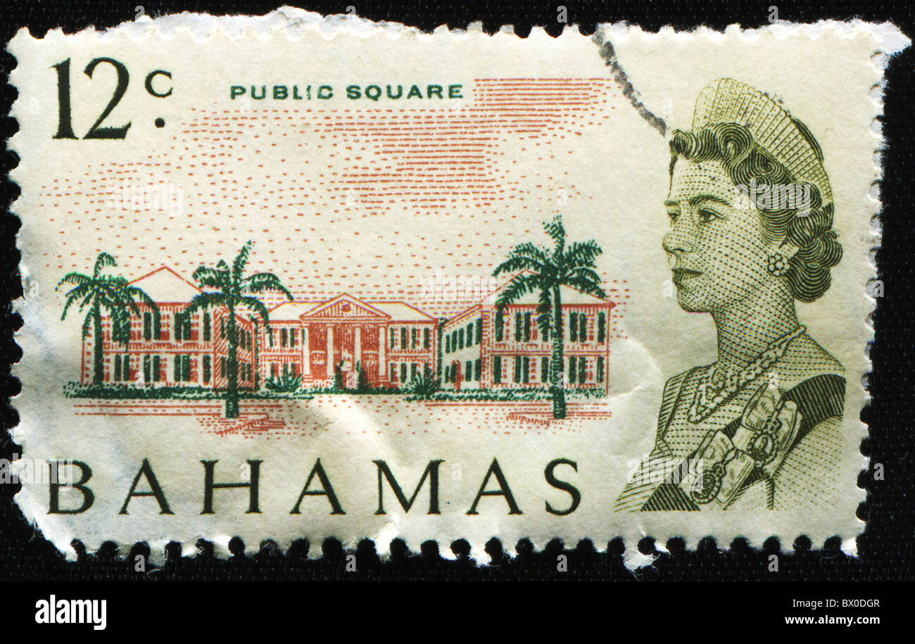 BAHAMAS - CIRCA 1966: A stamp printed in Bahamas shows Queen Elizabeth ...