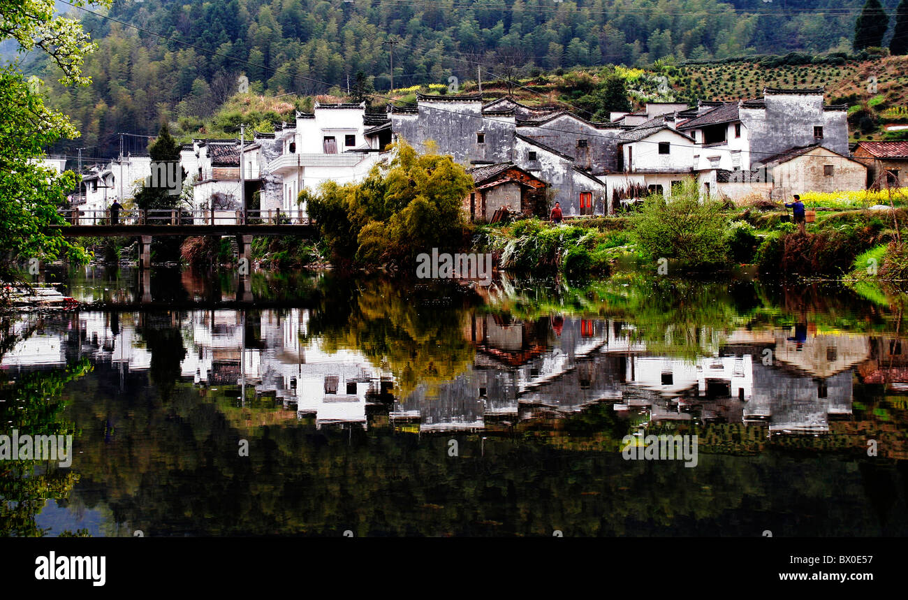 Traditional village with Hui style homes, Anhui Province, China Stock ...