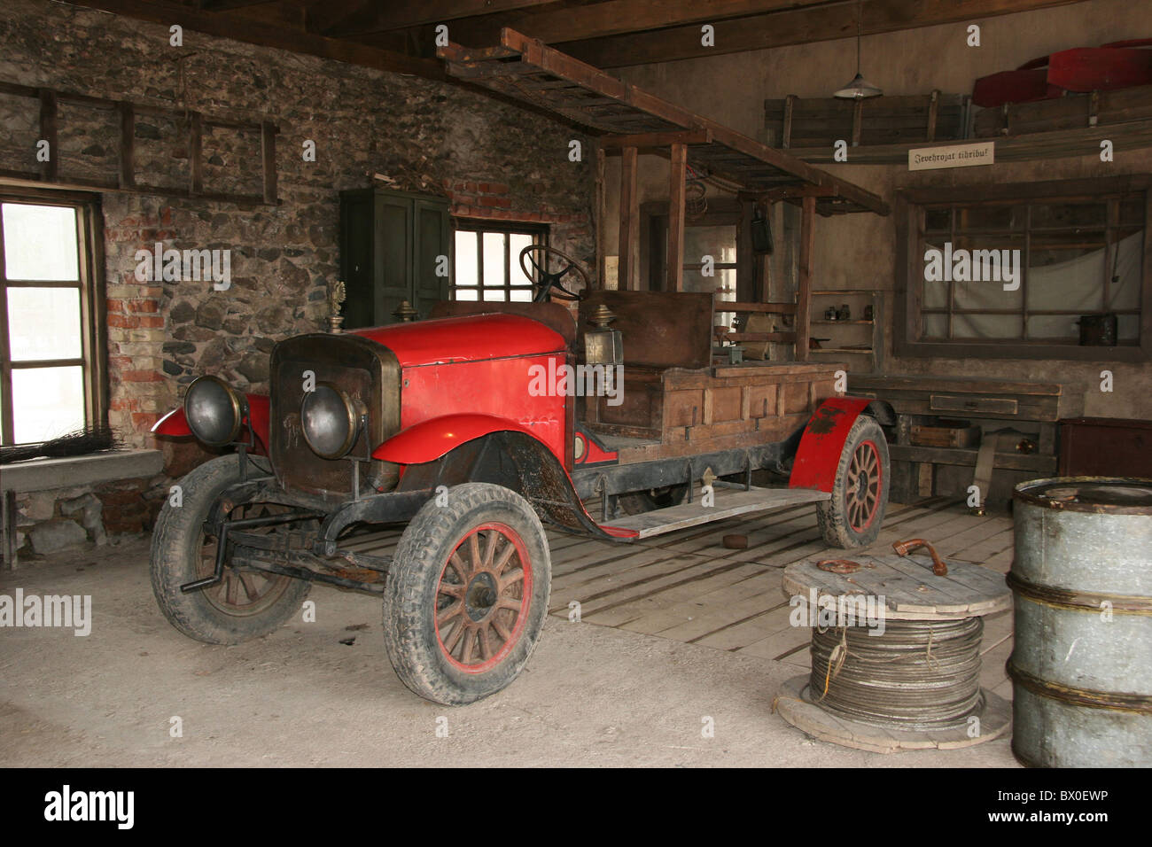 Industry transport fire engine station department stairs fire antique ...