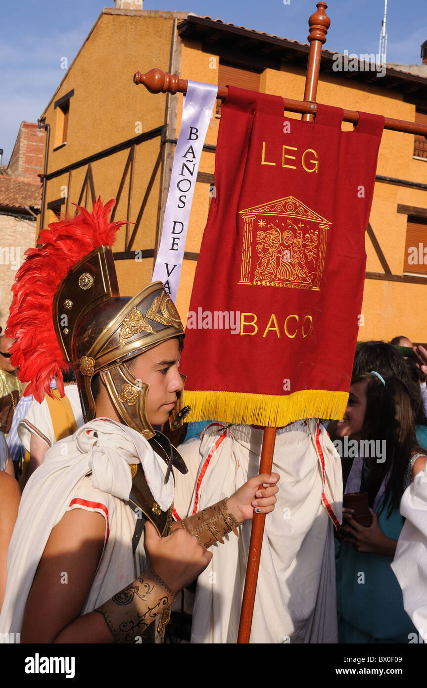 Roman festival of the " God Bacchus " Legionnaires with banner in the ...