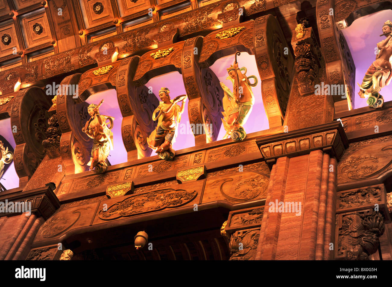 Statues of Flying Apsaras, Tower Hall, Brahma Palace, Ling Shan, Wuxi ...