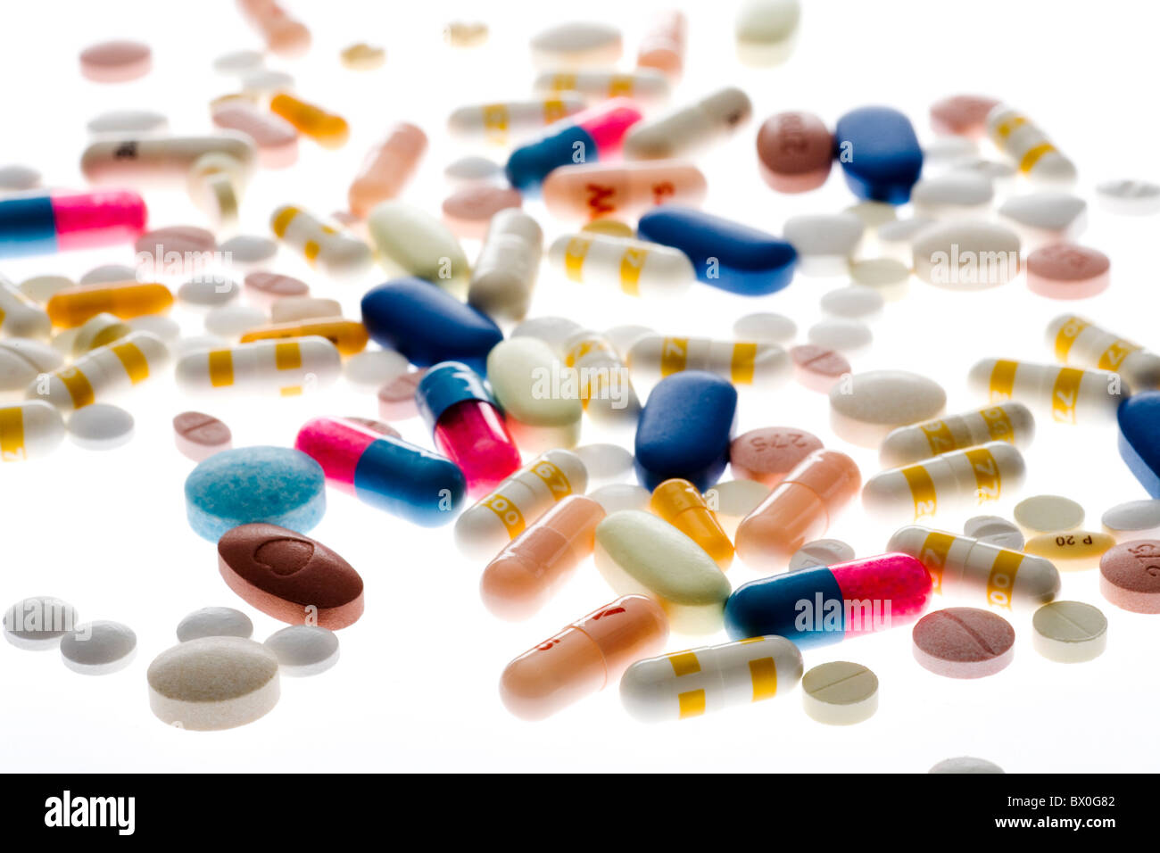 Colorful tablets with capsules Stock Photo - Alamy