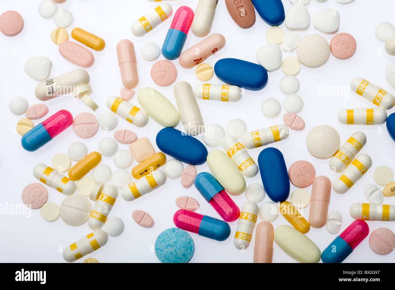 Colorful tablets with capsules Stock Photo - Alamy