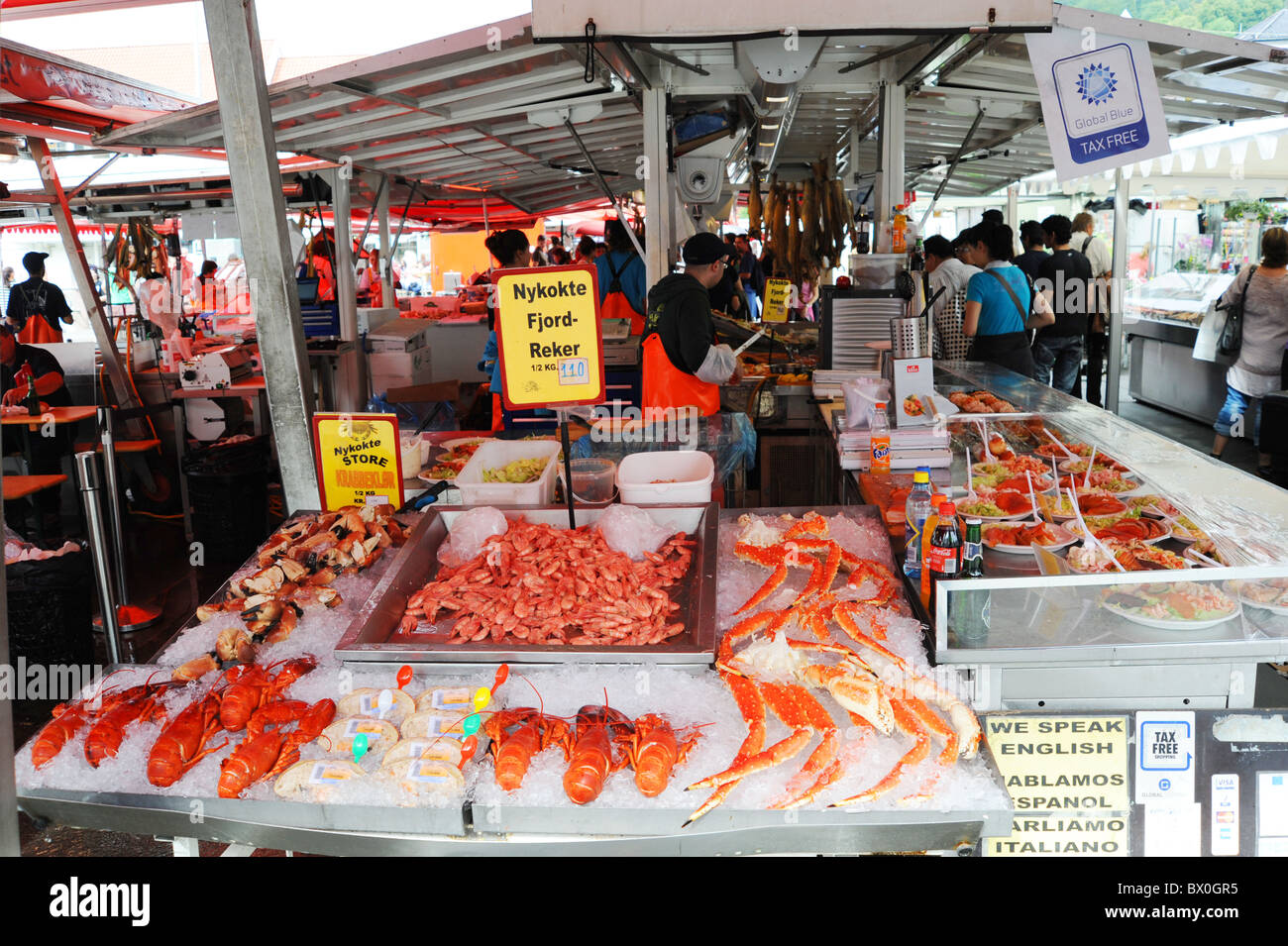 seller at a fish market in Bergen. Norway Stock Photo - Alamy