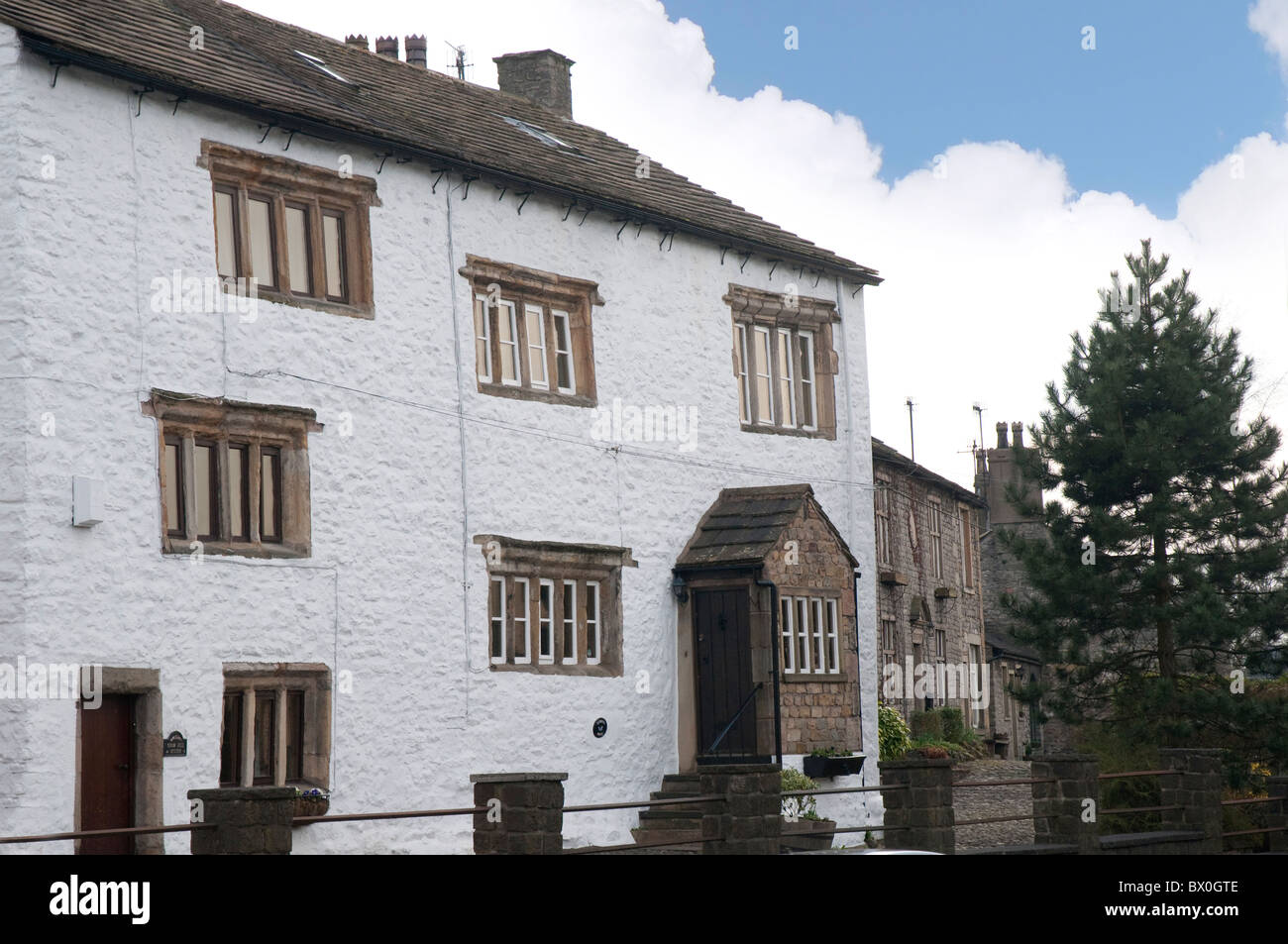 Cottages in the Village of Gisburn in Lancashire in Northern England ...