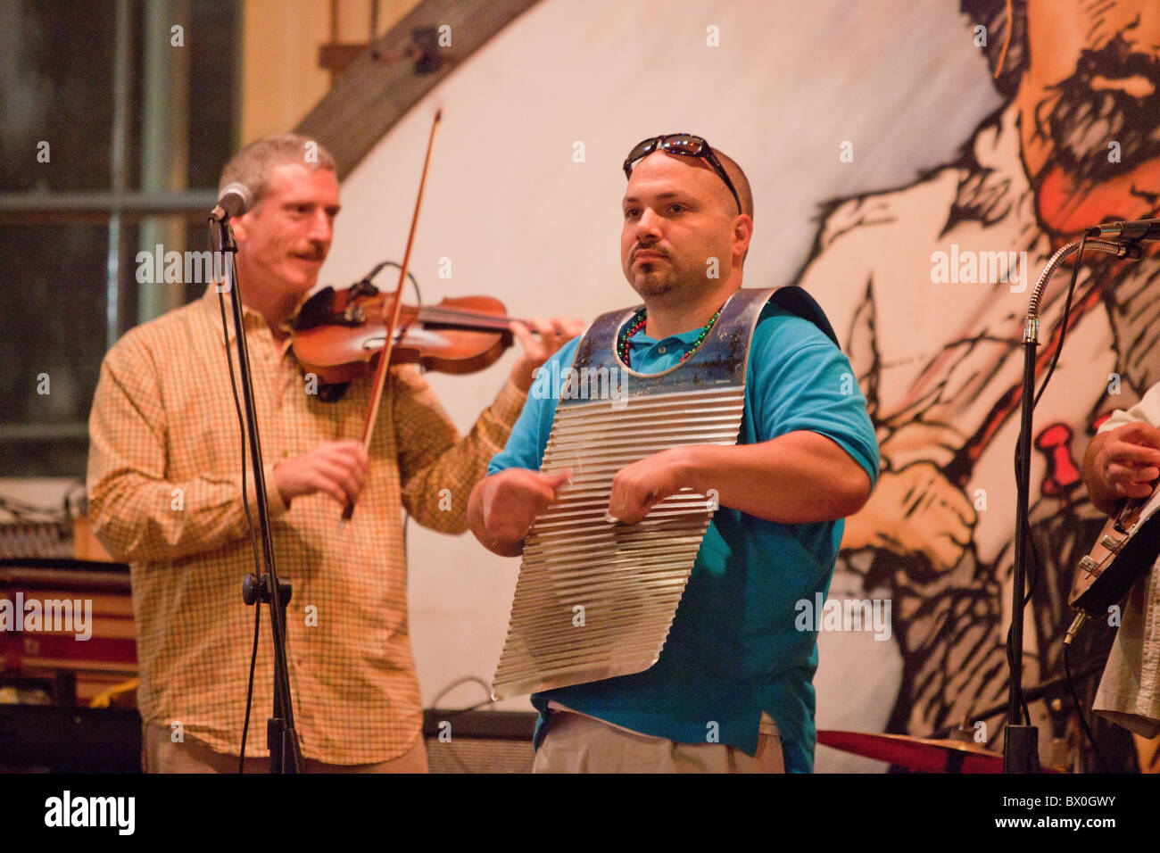 A band plays Cajun music at Mulate's, a family-style restaurant ...