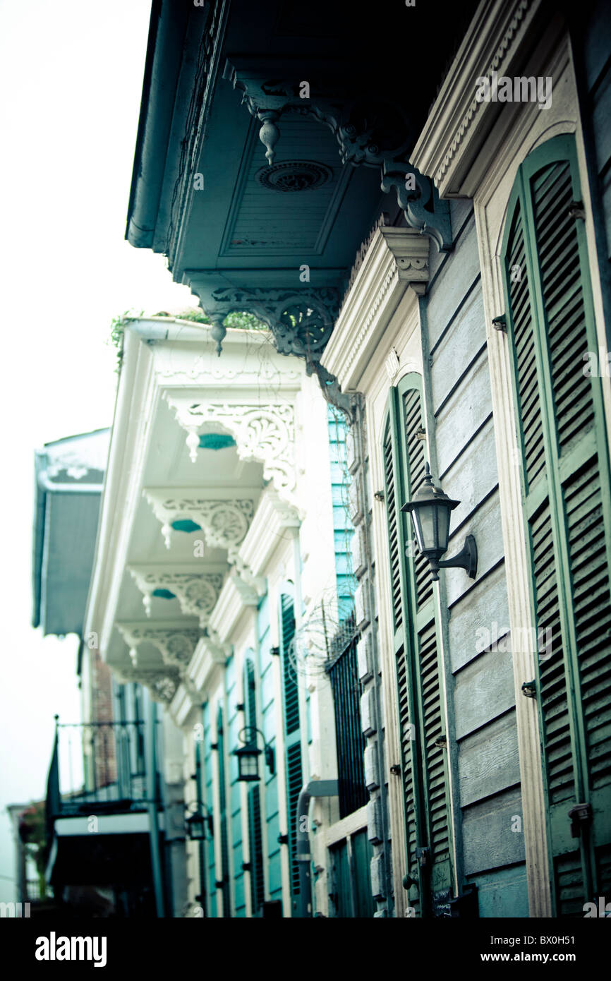 The Spanish-style architecture of the French Quarter in New Orleans ...