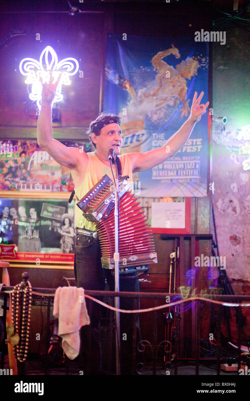 The Danny T Band (Danny T on accordion) plays a mean zydeco at a bar on ...