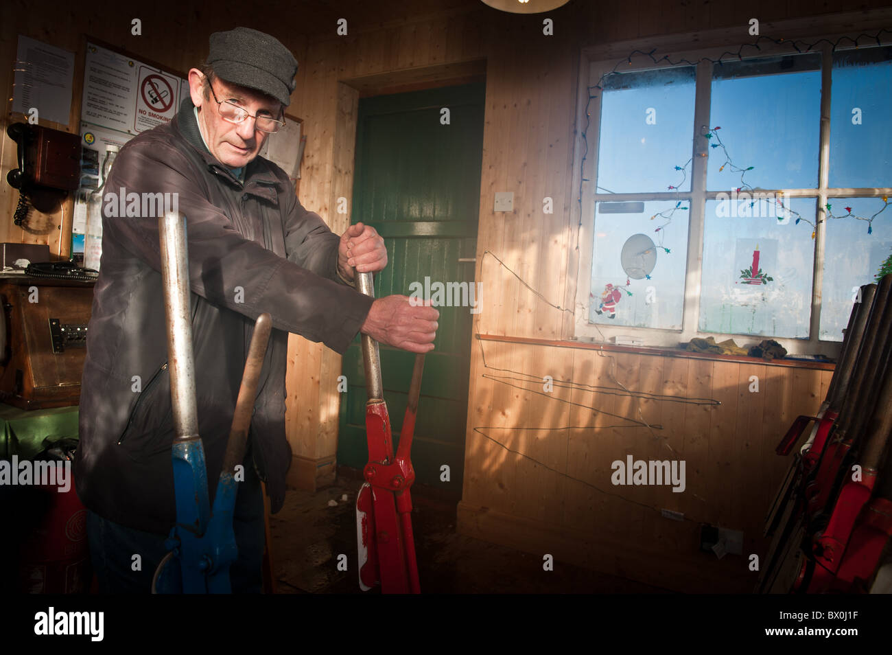 Signalman on the Leadhills Railway - old but fully working signal box ...