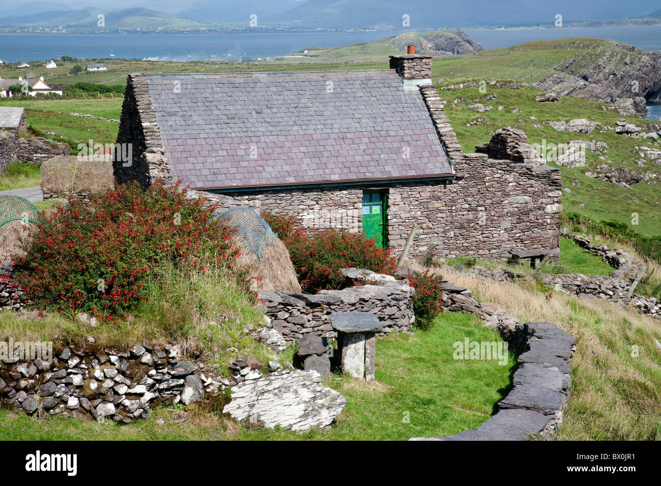 Irish famine village, Dungeagan, Ballinskelligs County Kerry Ireland ...
