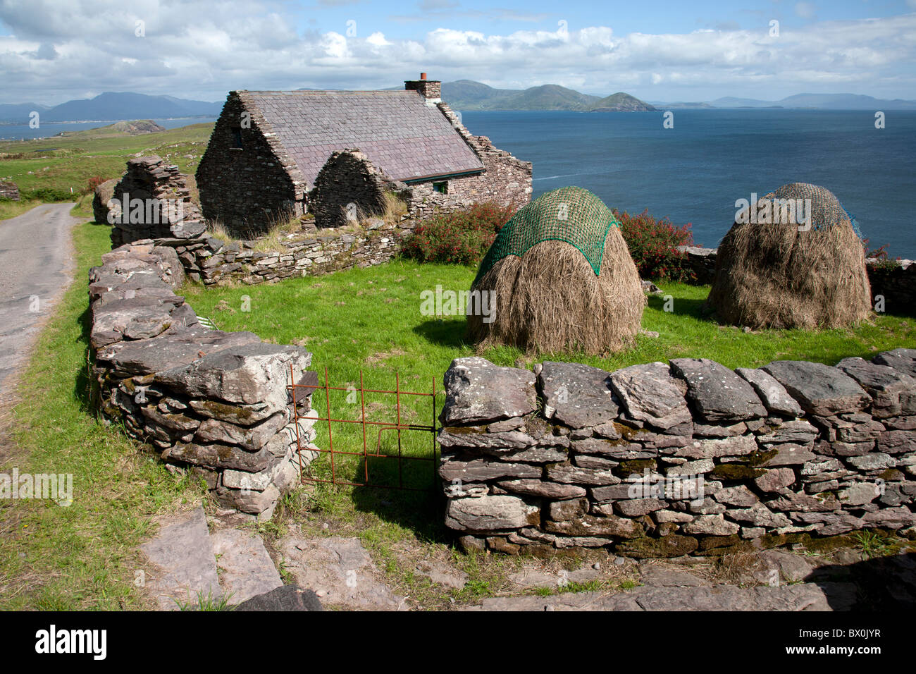 Irish famine village, Dungeagan, Ballinskelligs County Kerry Ireland ...