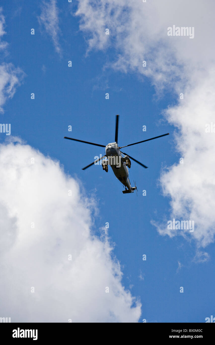 Helicopter flying overhead Stock Photo - Alamy