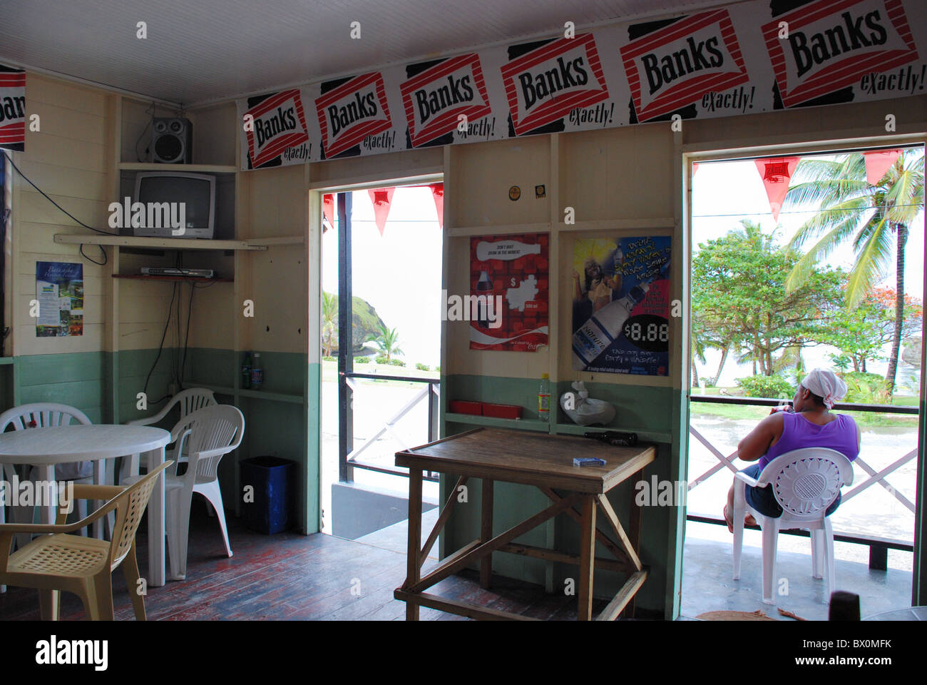 Rum shack at Bathsheba on east coast of Barbados, West Indies ...