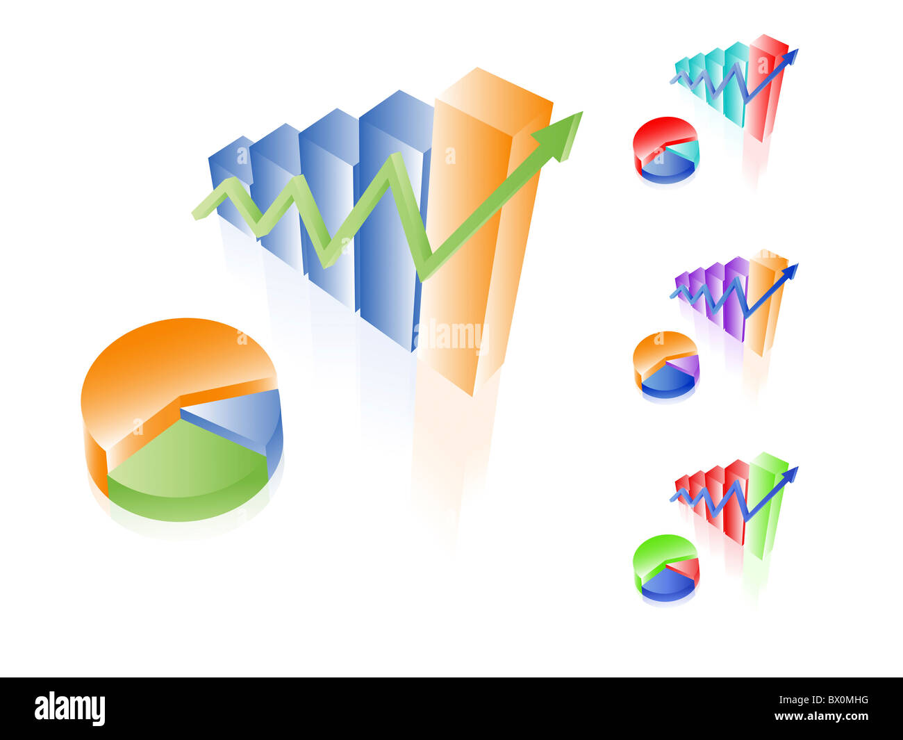 Multi color pie bar charts Cut Out Stock Images & Pictures - Alamy