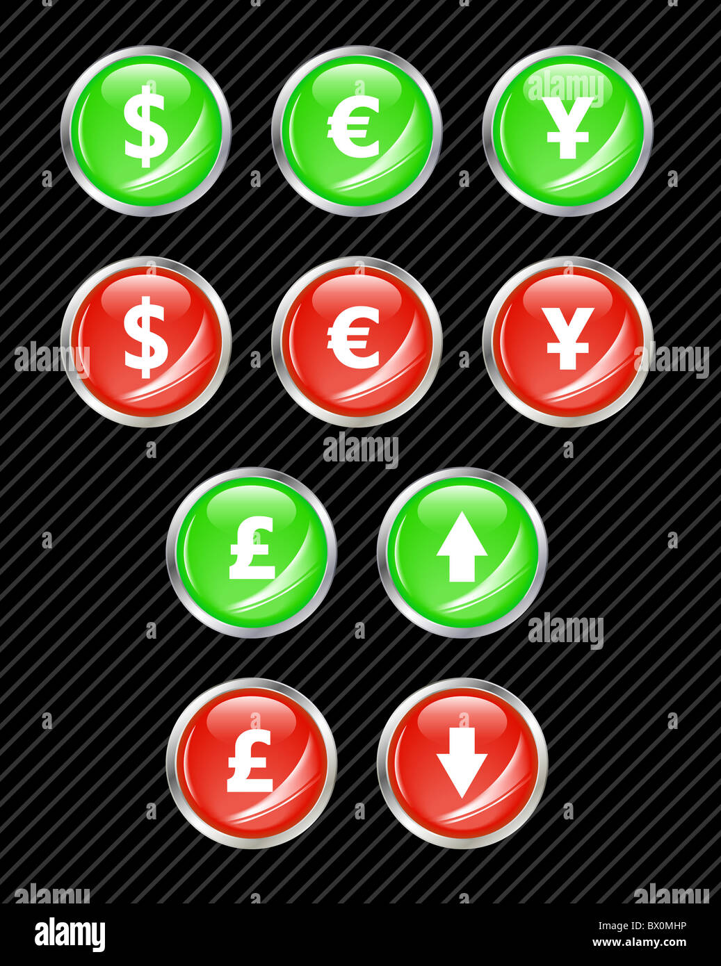 Set of vector interface buttons for currency exchange business theme ...