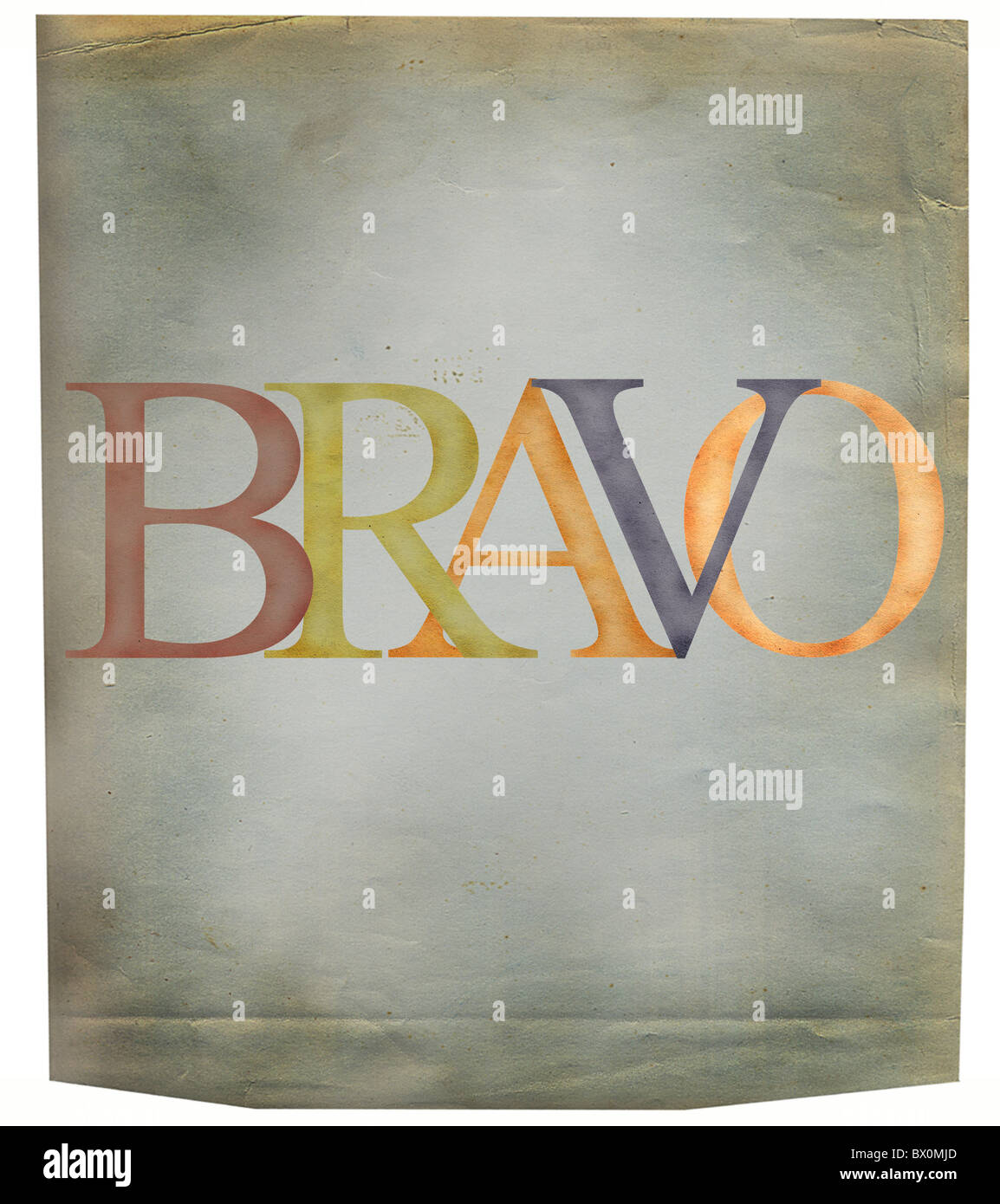 Inscription Bravo on retro paper Stock Photo - Alamy
