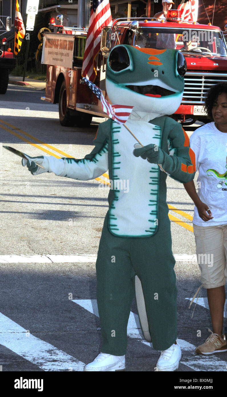 Man dressed as a Geico gecko in a parade in Annapolis, Maryland Stock ...
