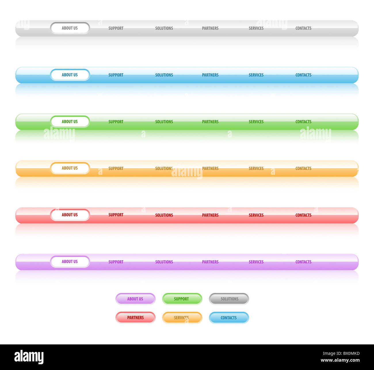 Set of vector navigation templates. Different colors. Easy to edit, any ...