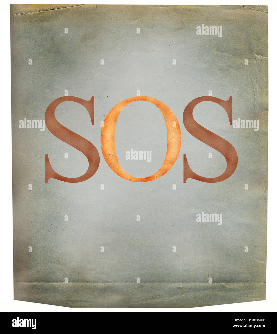 Inscription SOS on retro paper Stock Photo - Alamy