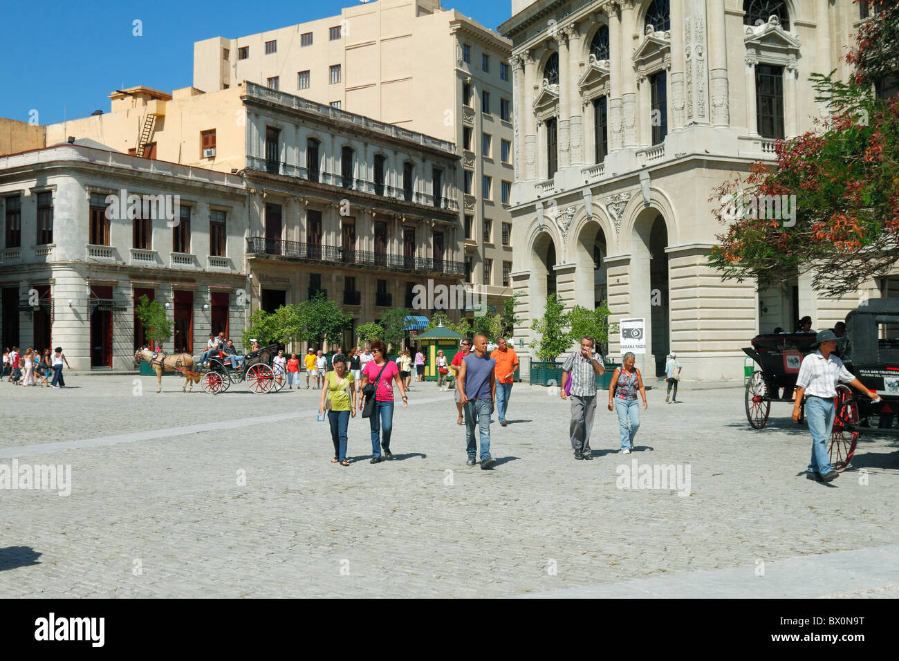 People walking on the street. Old city square. Habana - Havana Cuba ...