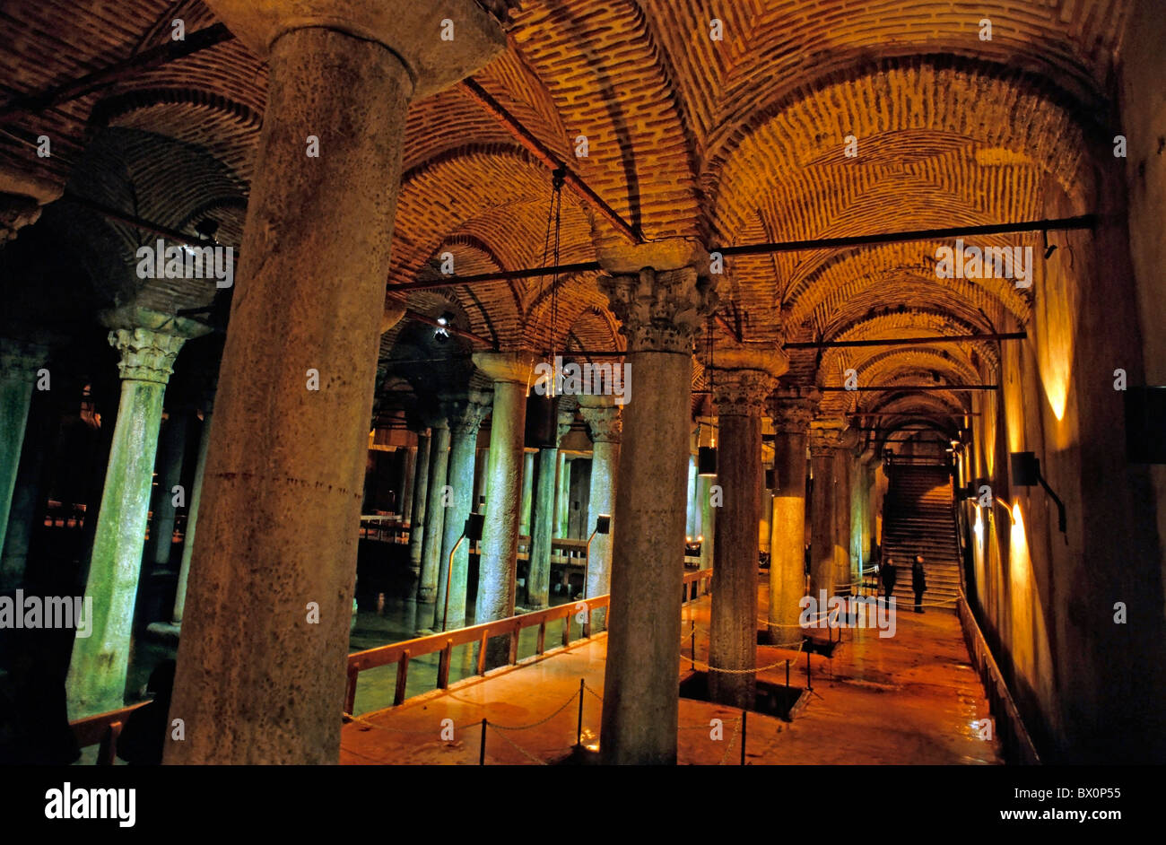 Columns inside one of many Byzantine cisterns underneath Istanbul ...