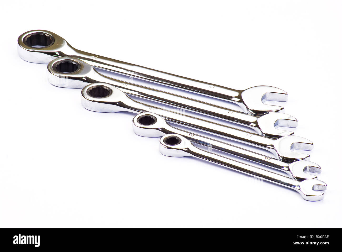 Stainless Steel Wrench over white background Stock Photo - Alamy