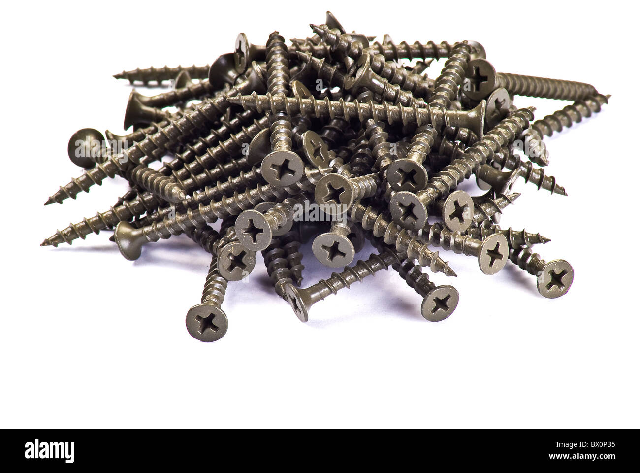 Close up of screws over white background Stock Photo - Alamy