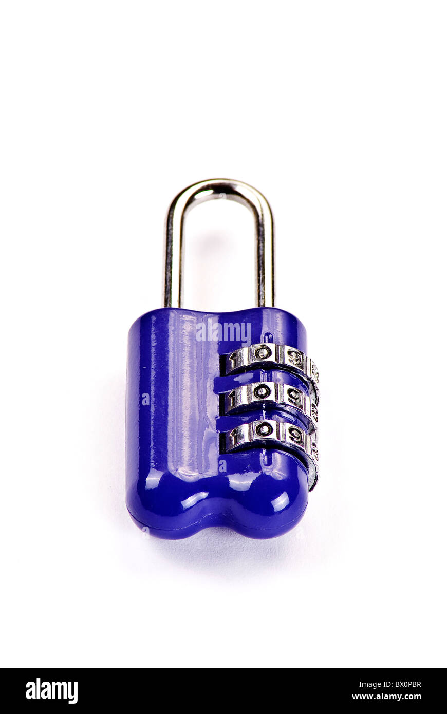 Blue padlock over white background Stock Photo - Alamy